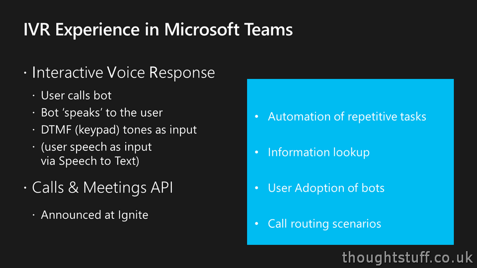 If you’re interested in knowing more about building an IVR experience in Teams, look out for a ...